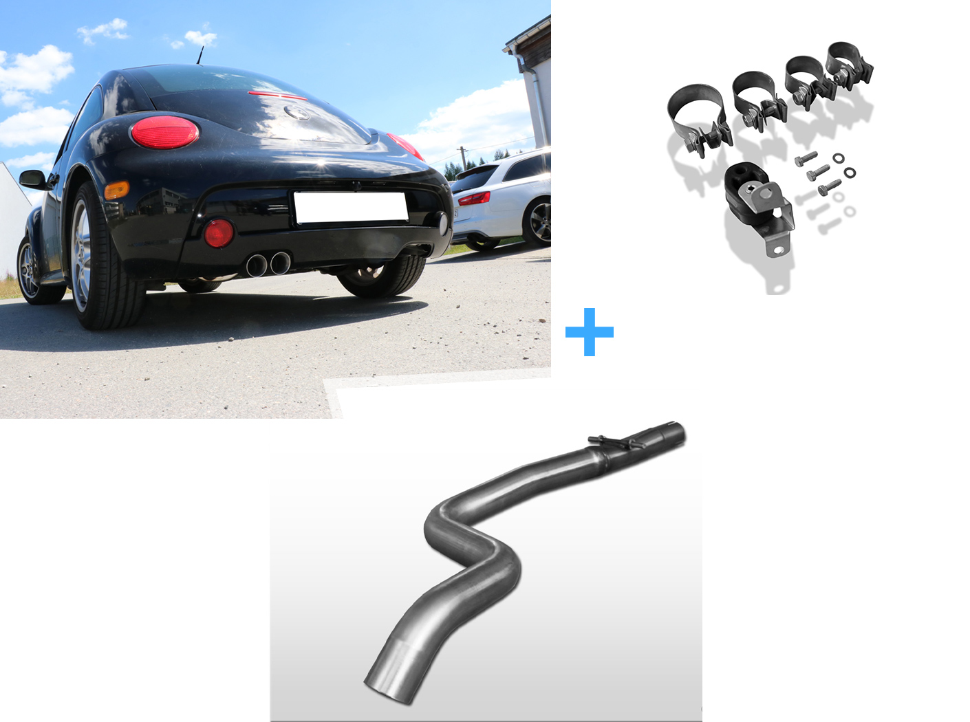 VW New Beetle 1C 9C, 1Y Cabrio FOX Race-Auspuffanlage ab Kat US-Version ...